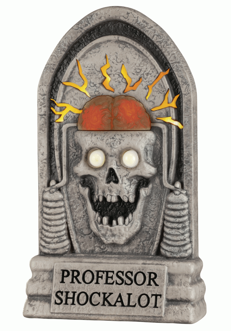 Professor Shock-a-lot Light Up Tombstone Decoration - Halloween Costume ...